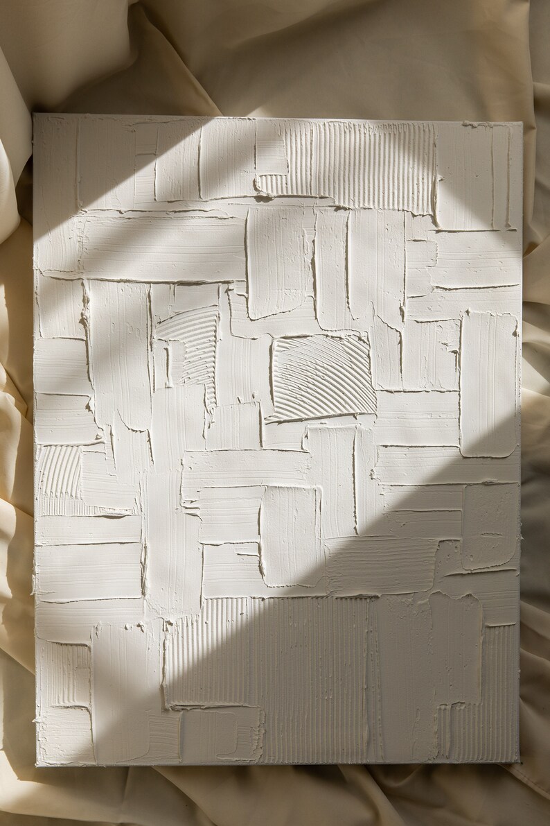 White Textured Canvas Wall Art Abstract White Wall Decor - Etsy