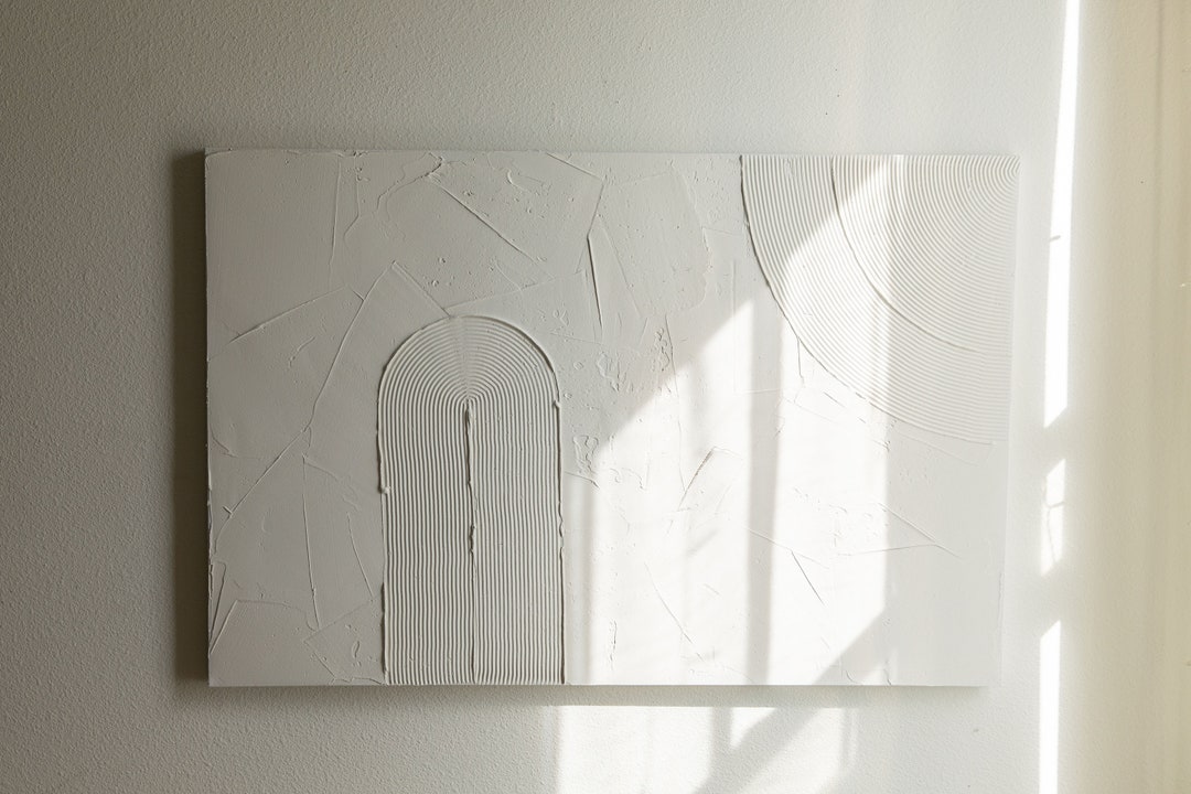 White Textured Canvas Wall Art, Abstract White Wall Decor, Modern and ...