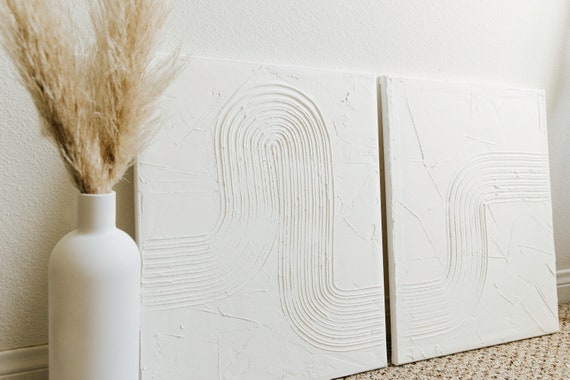 2 PIECE Canvas Textured Art Plaster Art 3d Wall Art | Etsy