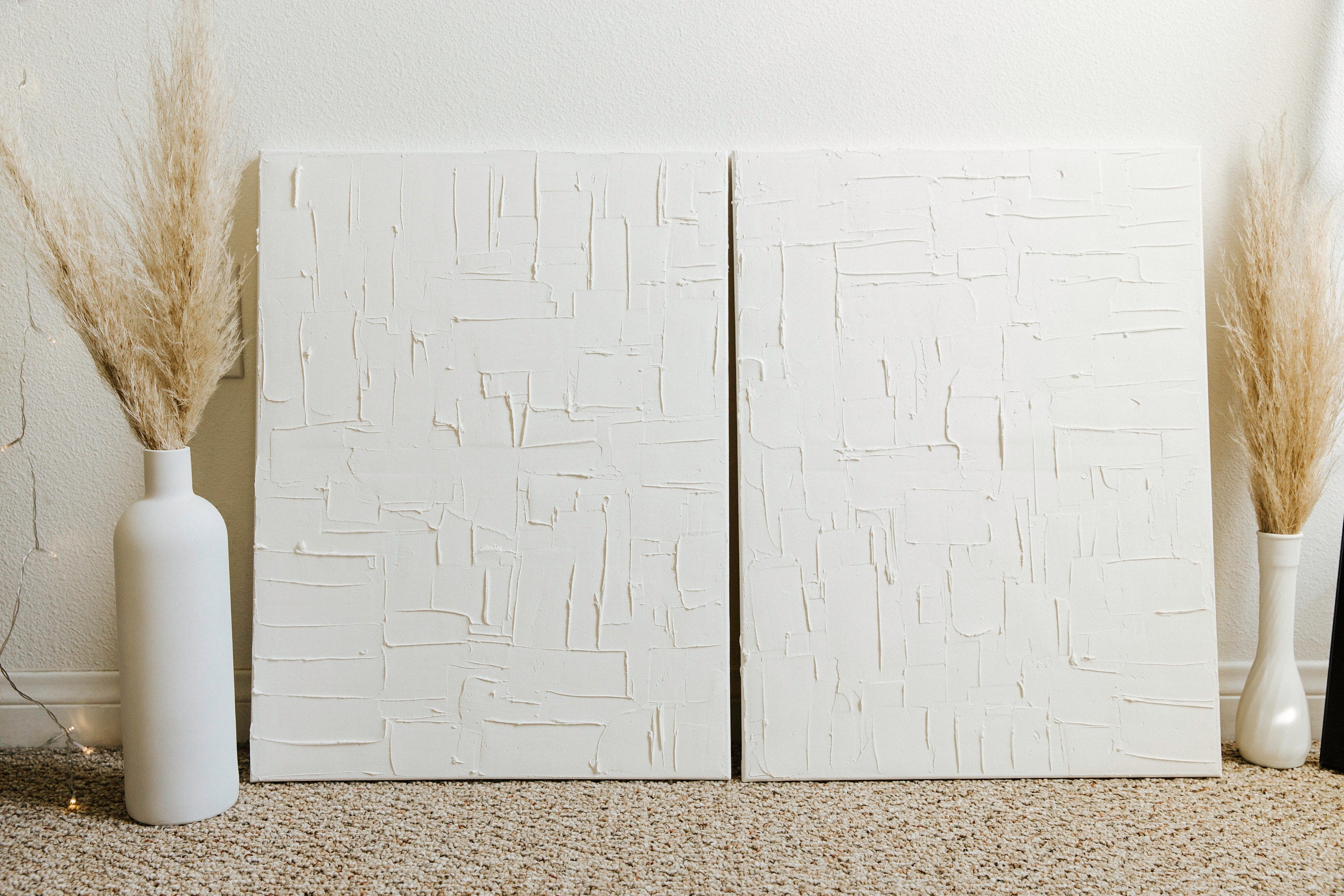 2 PIECE Canvas Textured Art Plaster Art 3d Wall Art - Etsy