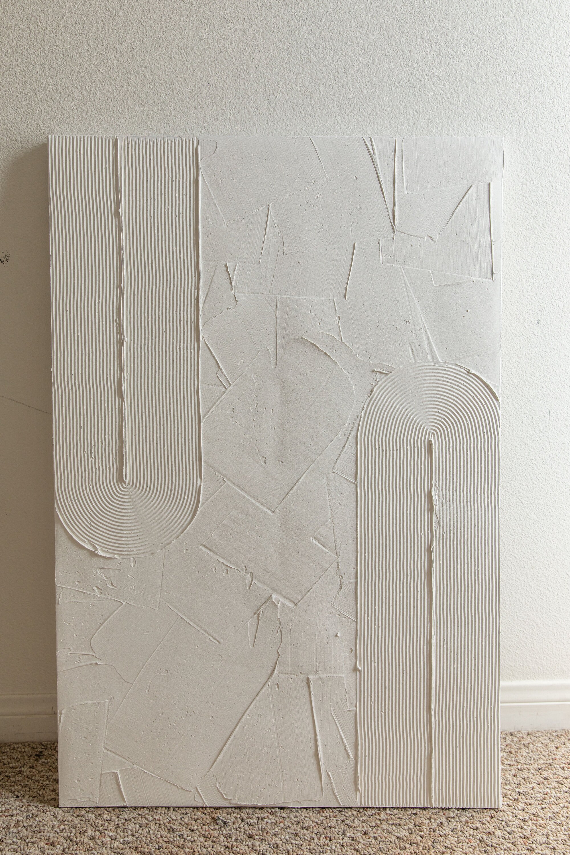3 PIECE SET | White Abstract Painting White 3D Textured Painting White ...