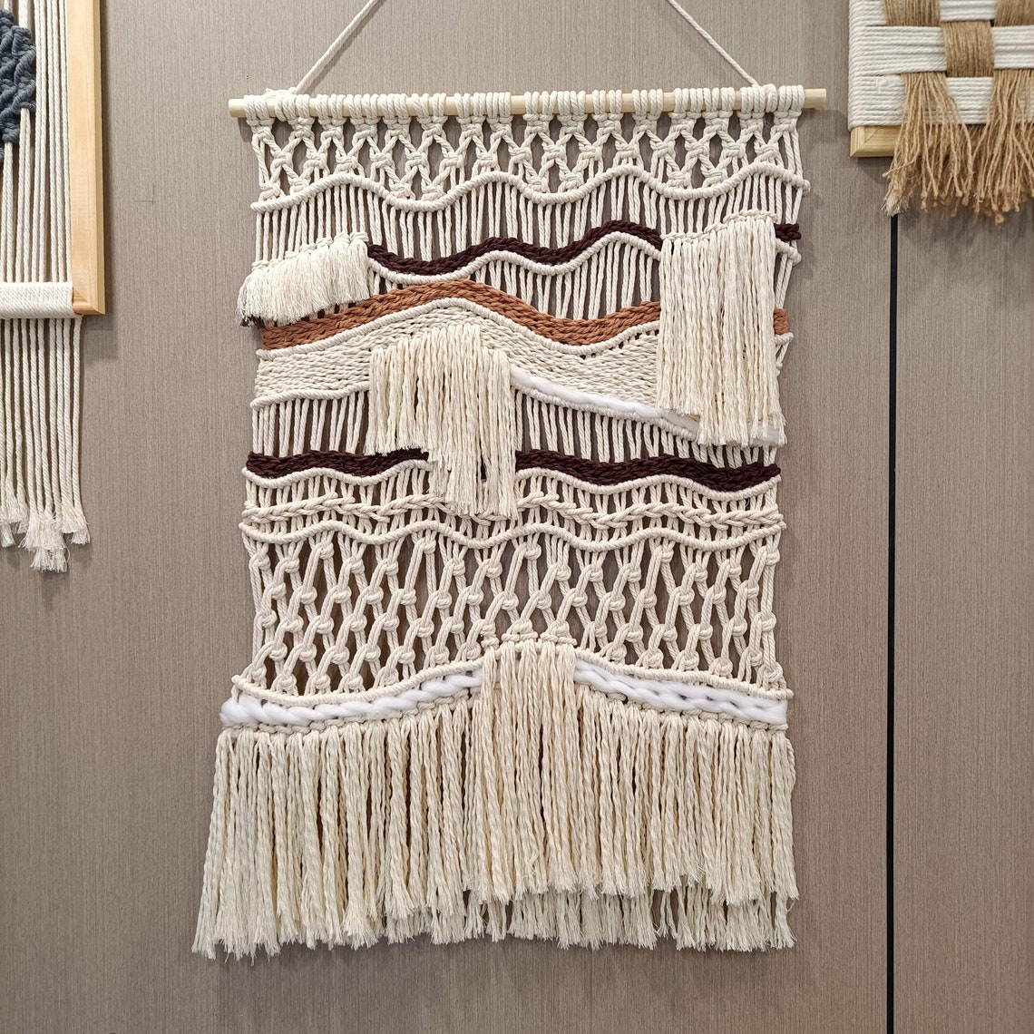 Bohemian Macrame Tapestry Wall Hanging, Modern Large Macrame Yarn Woven ...
