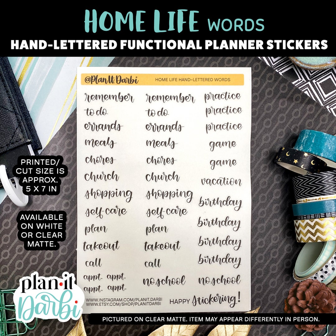 TANGIBLE: HAND-LETTERED Words Stickers for Planner Labels for - Etsy
