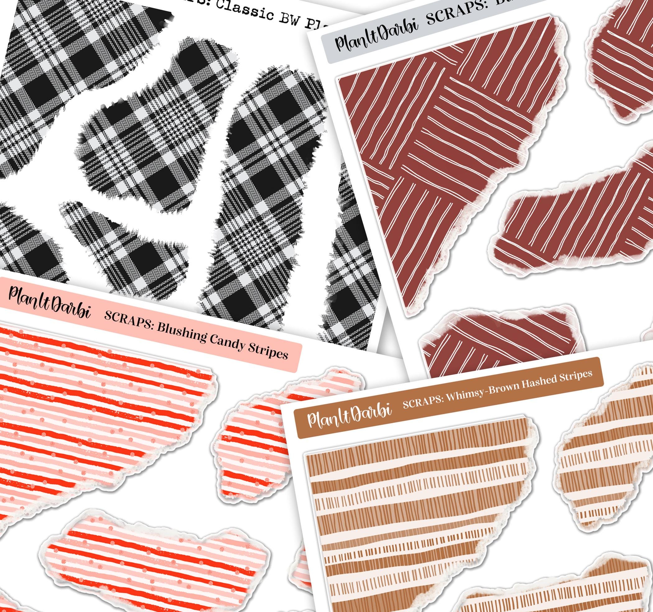 Printable Planner Stickers: (4 PNG) SCRAPS Cozy Winter Patterns, Plaid ...