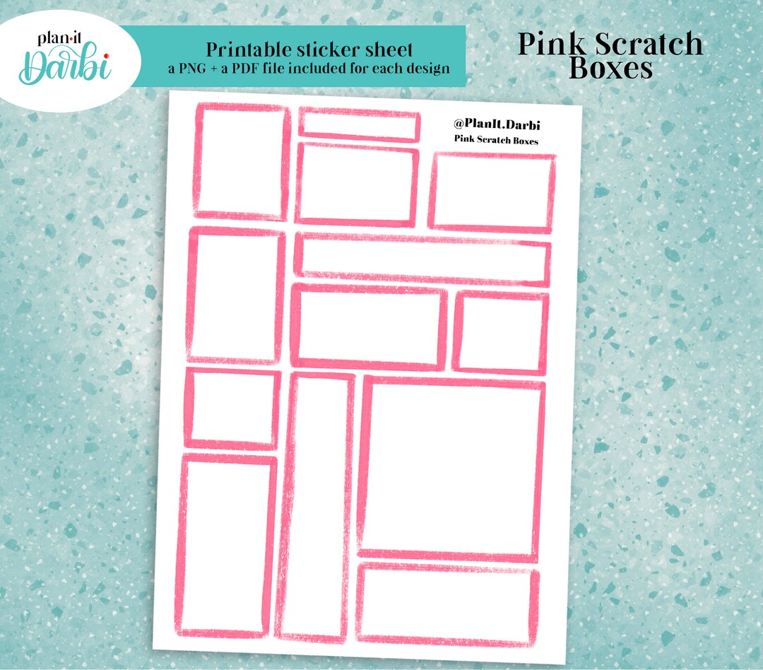 Dark Pink Scratchy Planner Boxes Hand Drawn Printable - Etsy