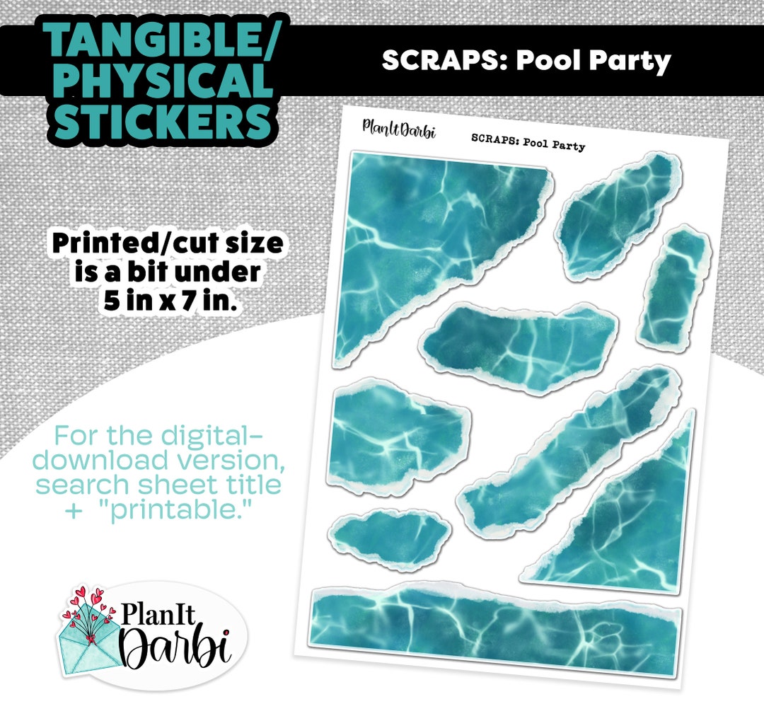 Tangible Planner Stickers: SCRAPS POOL PARTY, Swimming Pool, Summer ...
