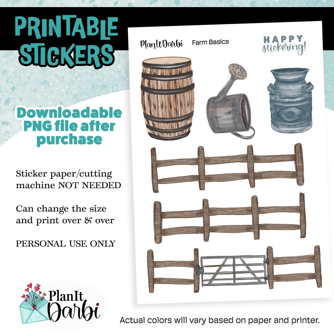Printable Stickers: FARM BASICS, Fall Farm Planner Stickers, Wooden ...