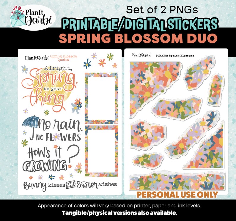 Printable Planner Stickers: SPRING BLOSSOM Scraps & Hand-lettered ...