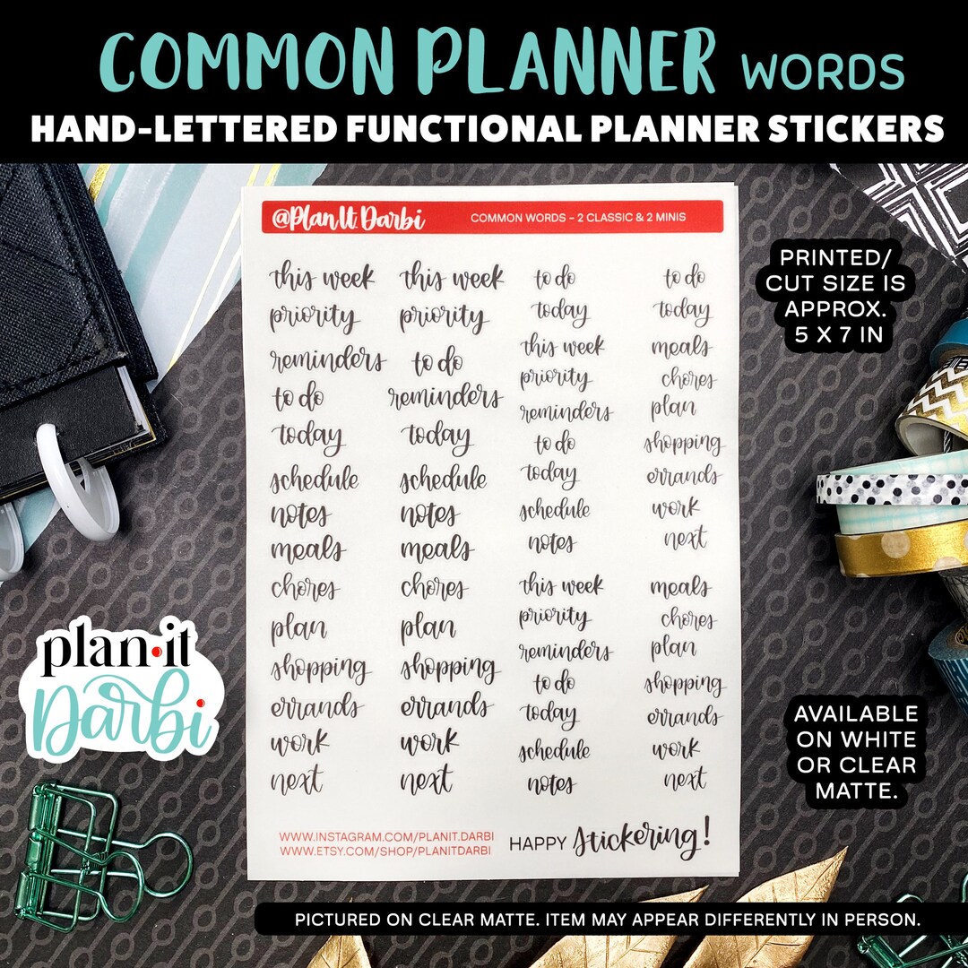 Tangible: Common HAND-LETTERED WORDS, Planner Scripts, Calligraphy ...