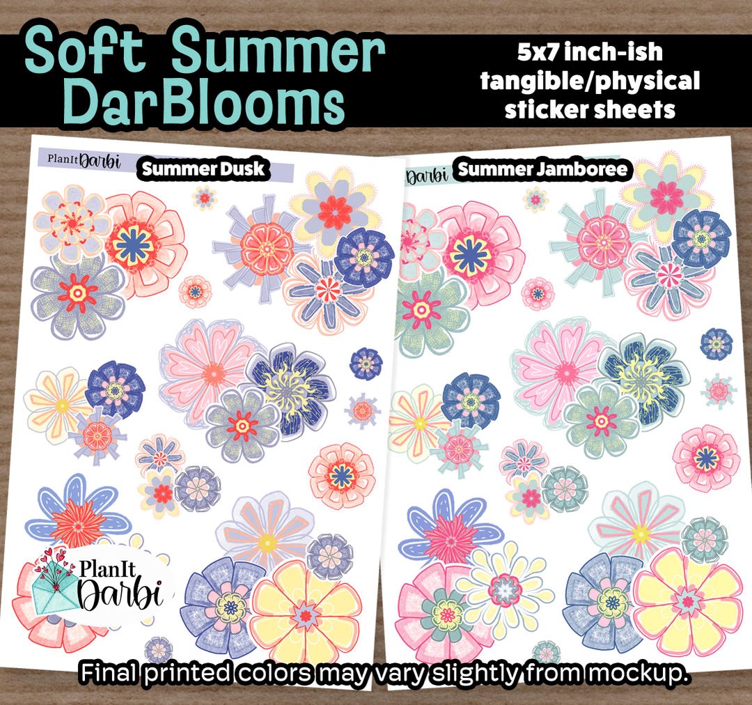 Tangible Planner Stickers- Summer Dusk & Jamboree Blooms, Fun Colors ...