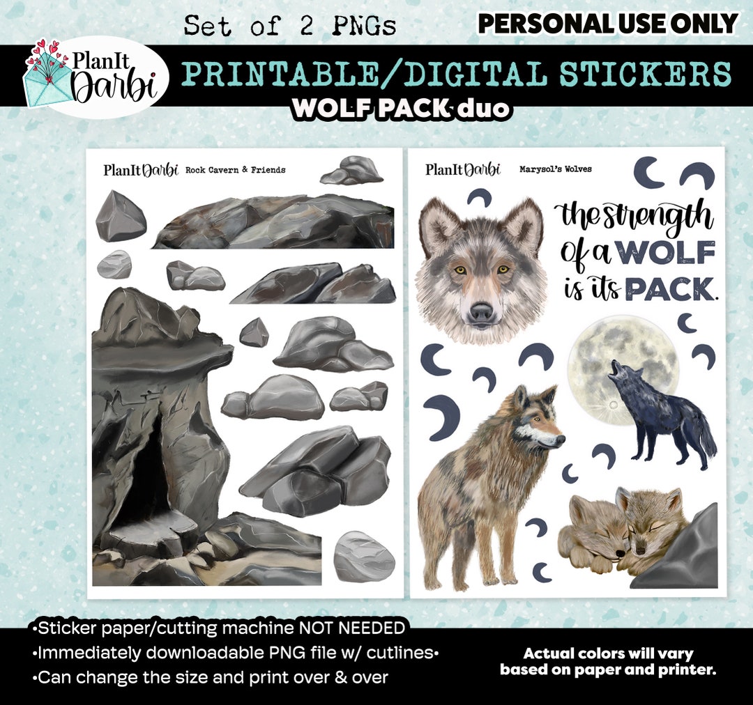 Printable Planner Stickers: Marysol WOLF | CAVE Rock Stickers, 2 Pngs ...