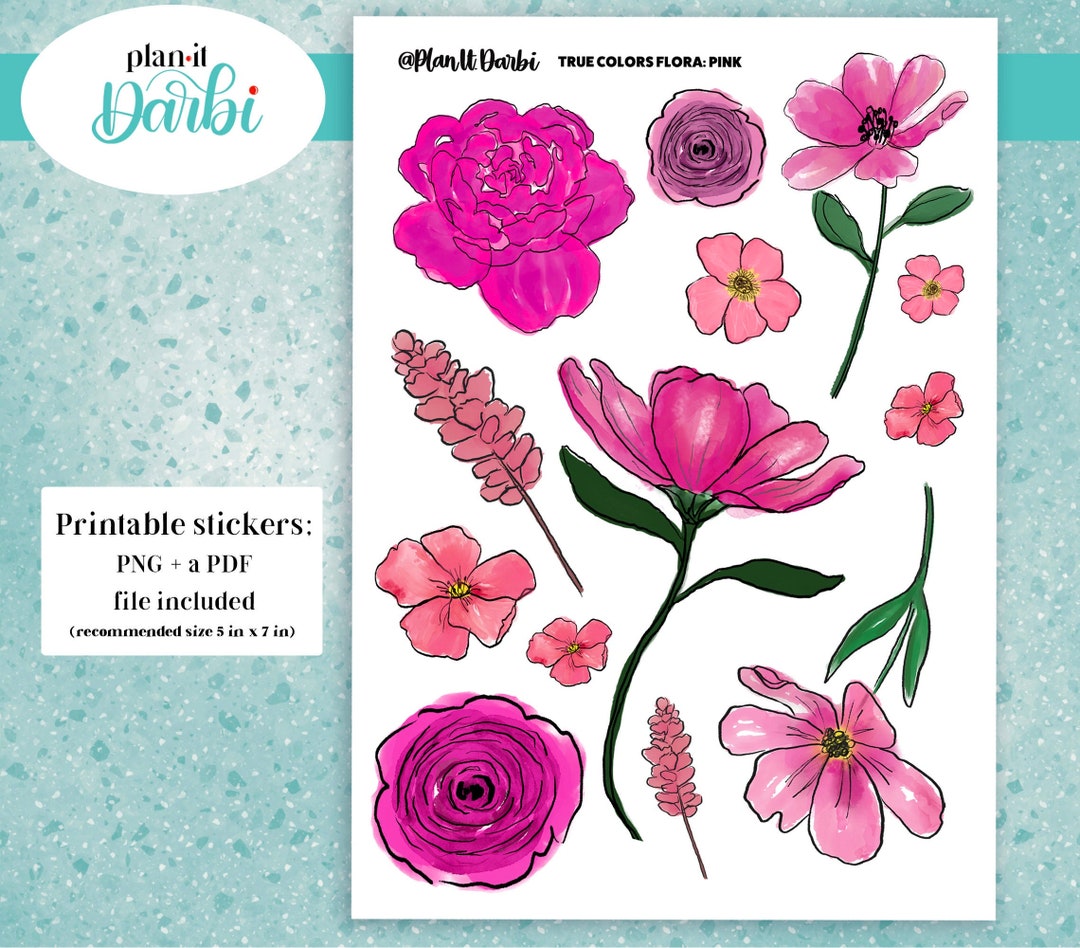 PRINTABLE: TRUE COLORS Pink Magenta Fuchsia Watercolor Florals ...