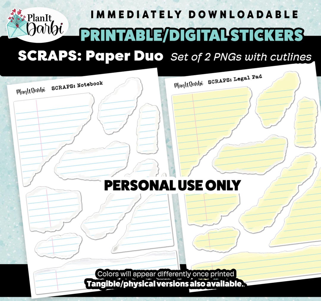 Printable Planner Stickers: Scraps-paper Materials, Textured Stickers ...