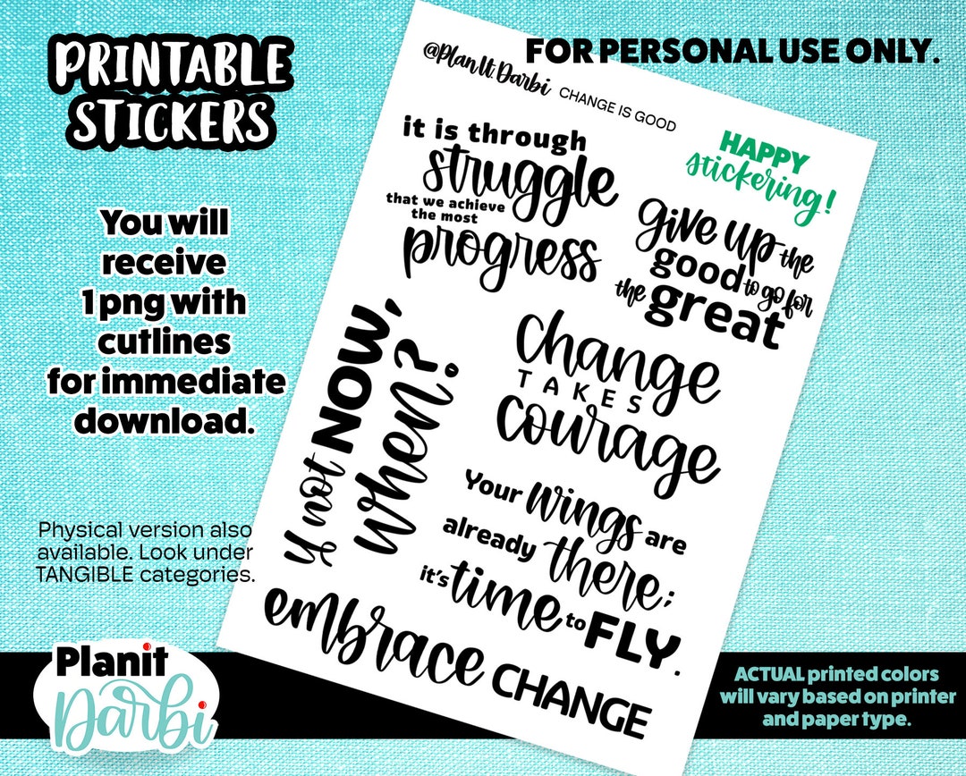 PRINTABLE: CHANGE is Good Inspirational Hand-lettered Quote Digital PNG ...
