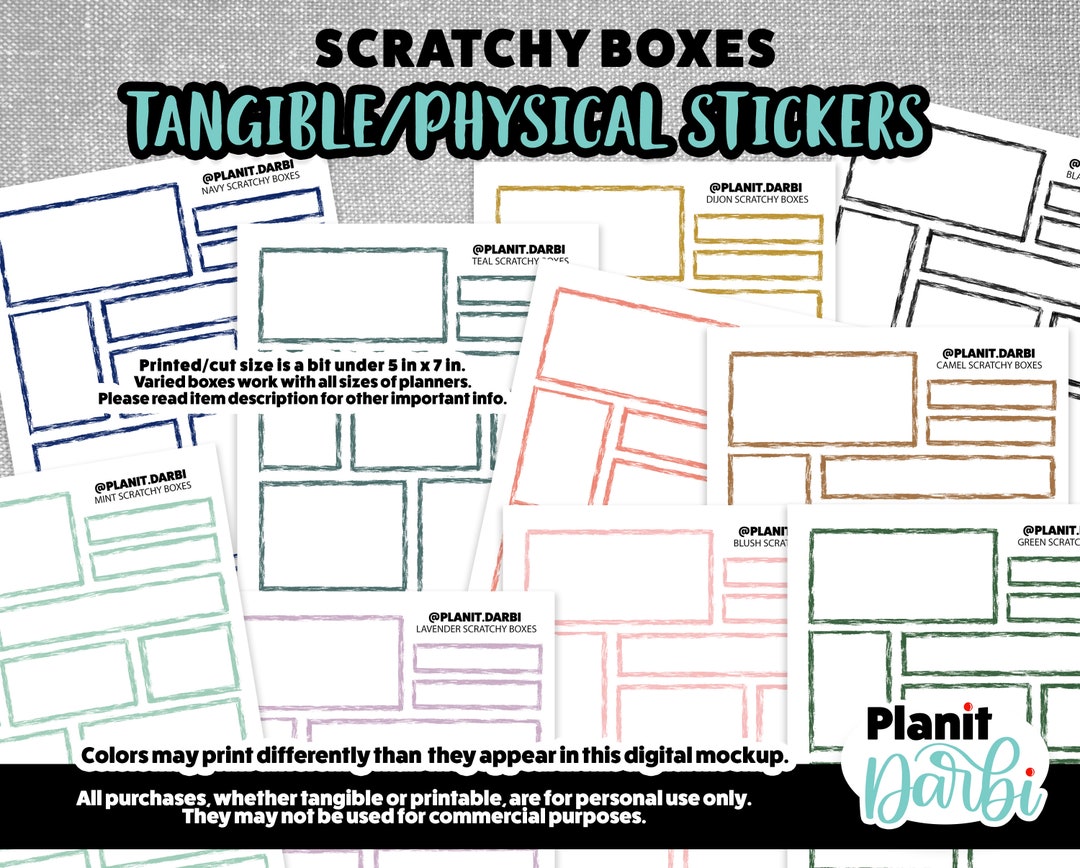 Tangible: SCRATCHY BOX Hand-drawn Stickers for Decorative Planner and ...