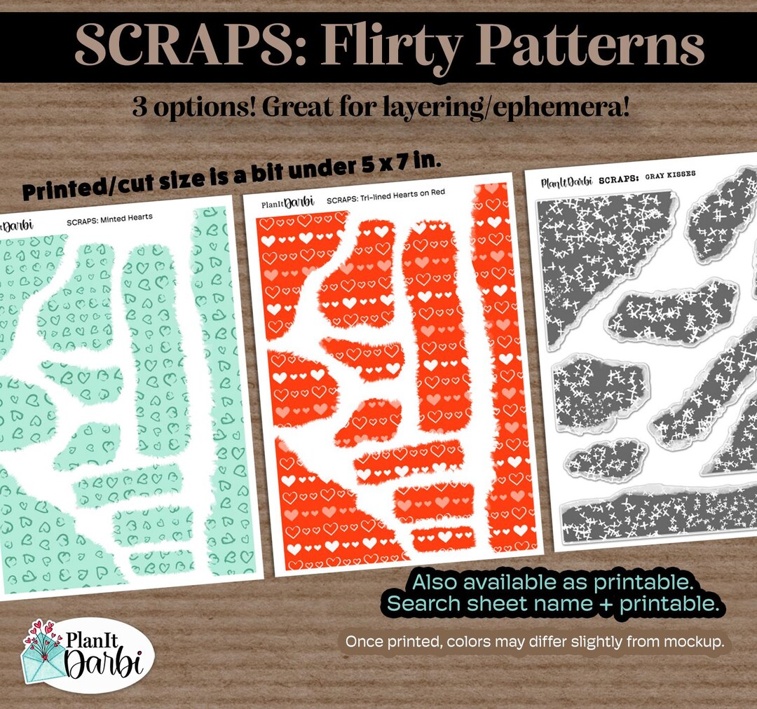 TANGIBLE Planner Stickers: SCRAPS- Flirty Doodles Turquoise, Red, XO ...