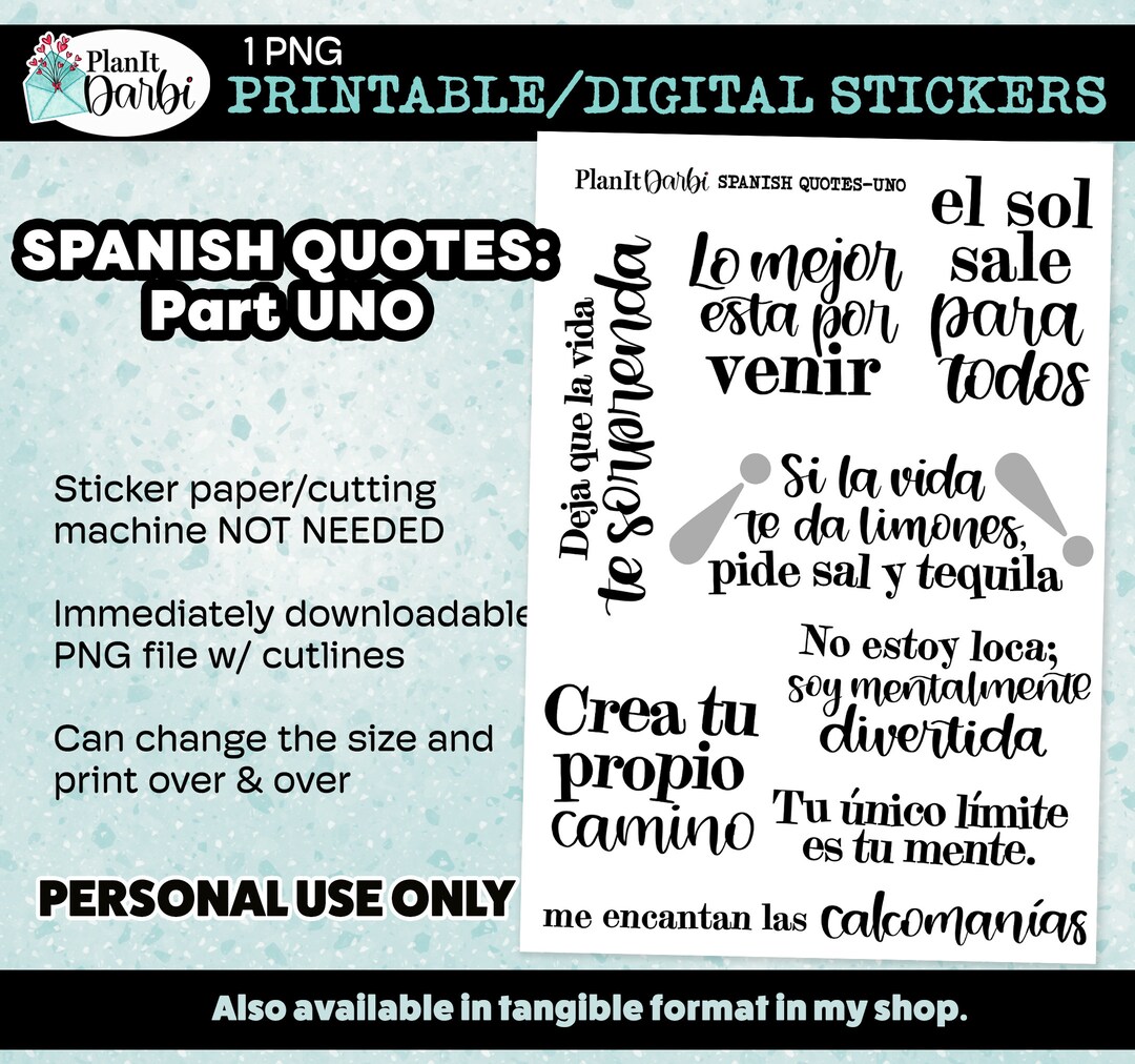 PRINTABLE Planner STICKERS: Spanish Hand-lettered Quote Stickers for ...