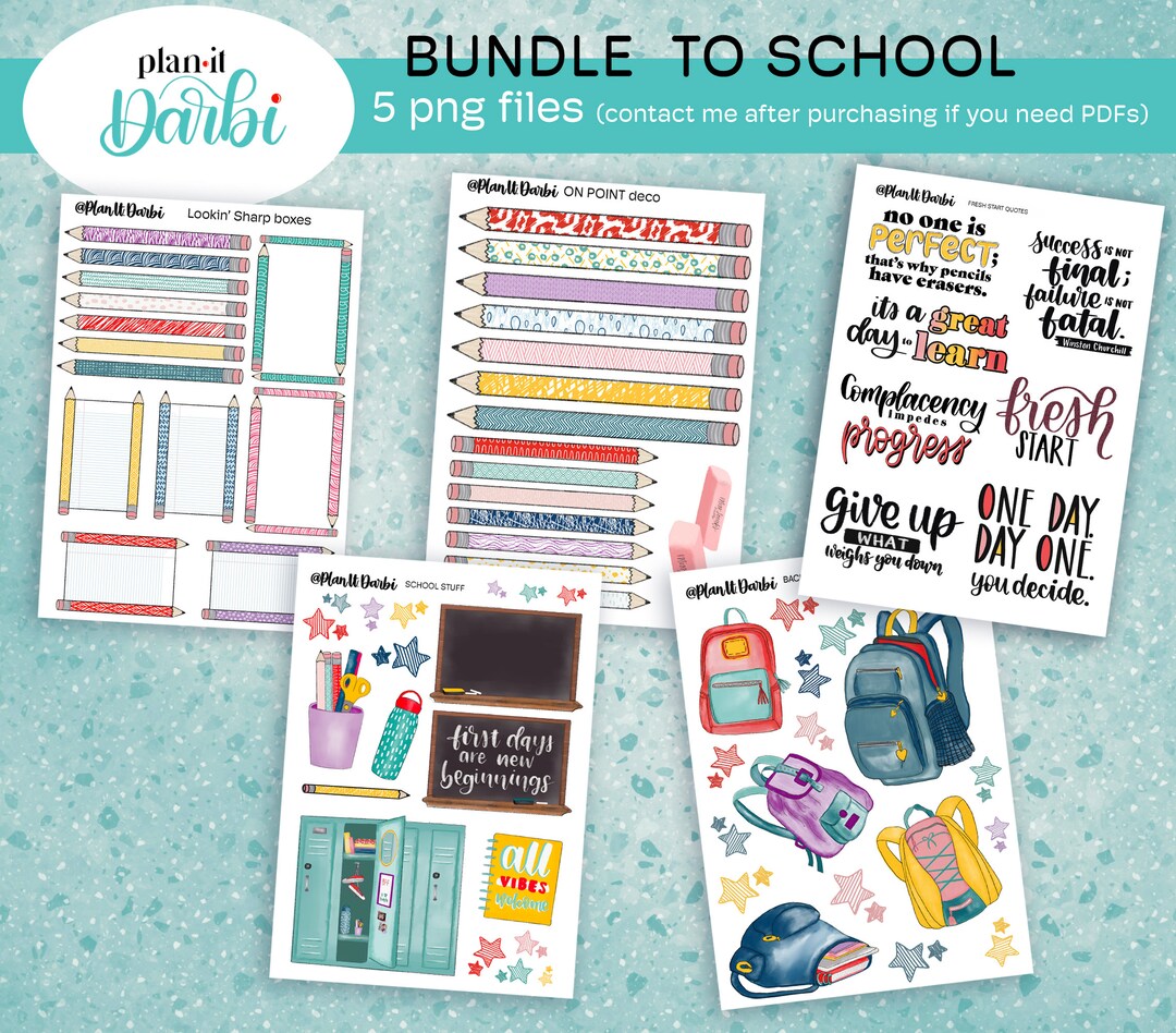 Printable Stickers: 5 Sheet Bundle BACK TO SCHOOL Backpacks - Etsy