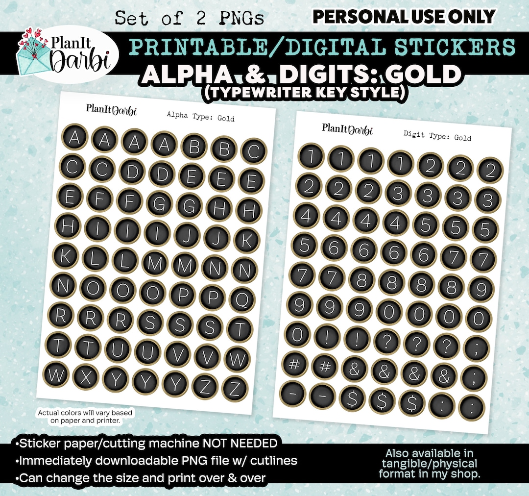 Printable Planner Stickers: Silver Alphabet TYPE | Numbers Stickers for ...