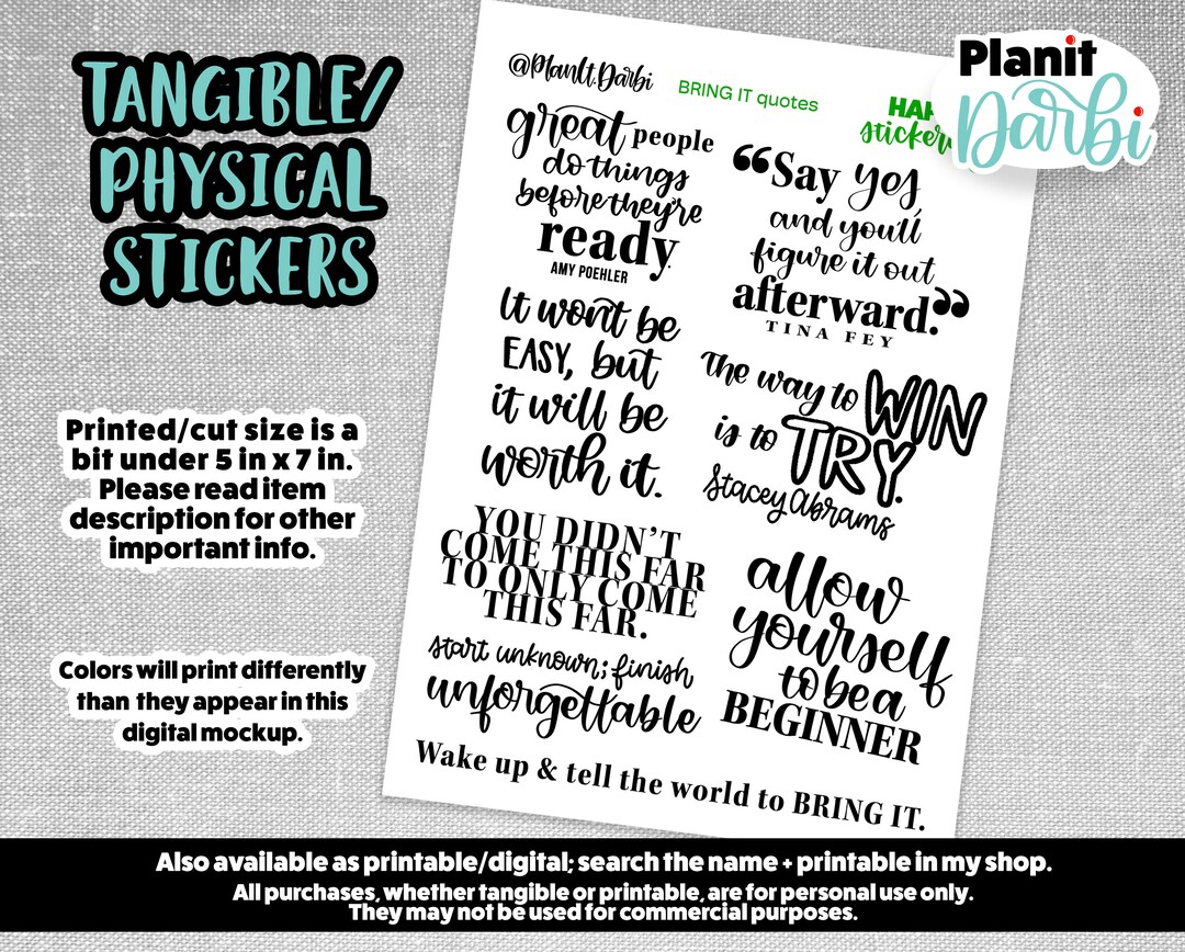 TANGIBLE: BRING IT Inspirational, Success Themed Hand-lettered Quotes ...