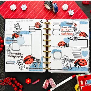 Printable: LADYBUGS Black and Red Dotted Cute Bugs Planner Stickers for ...