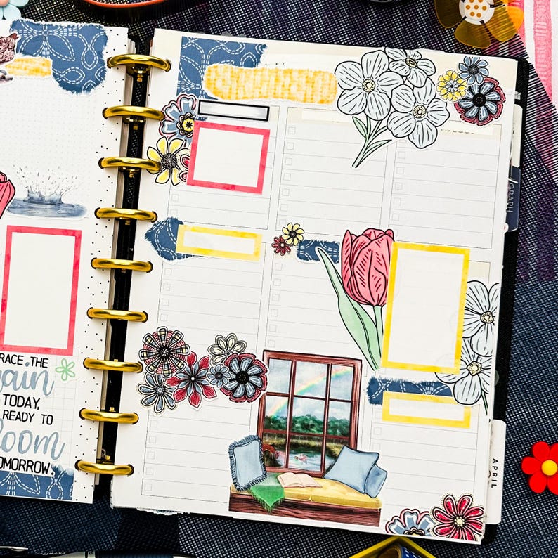 Printable Planner Stickers: Rainy Day Duo, Nature Stickers, Spring ...
