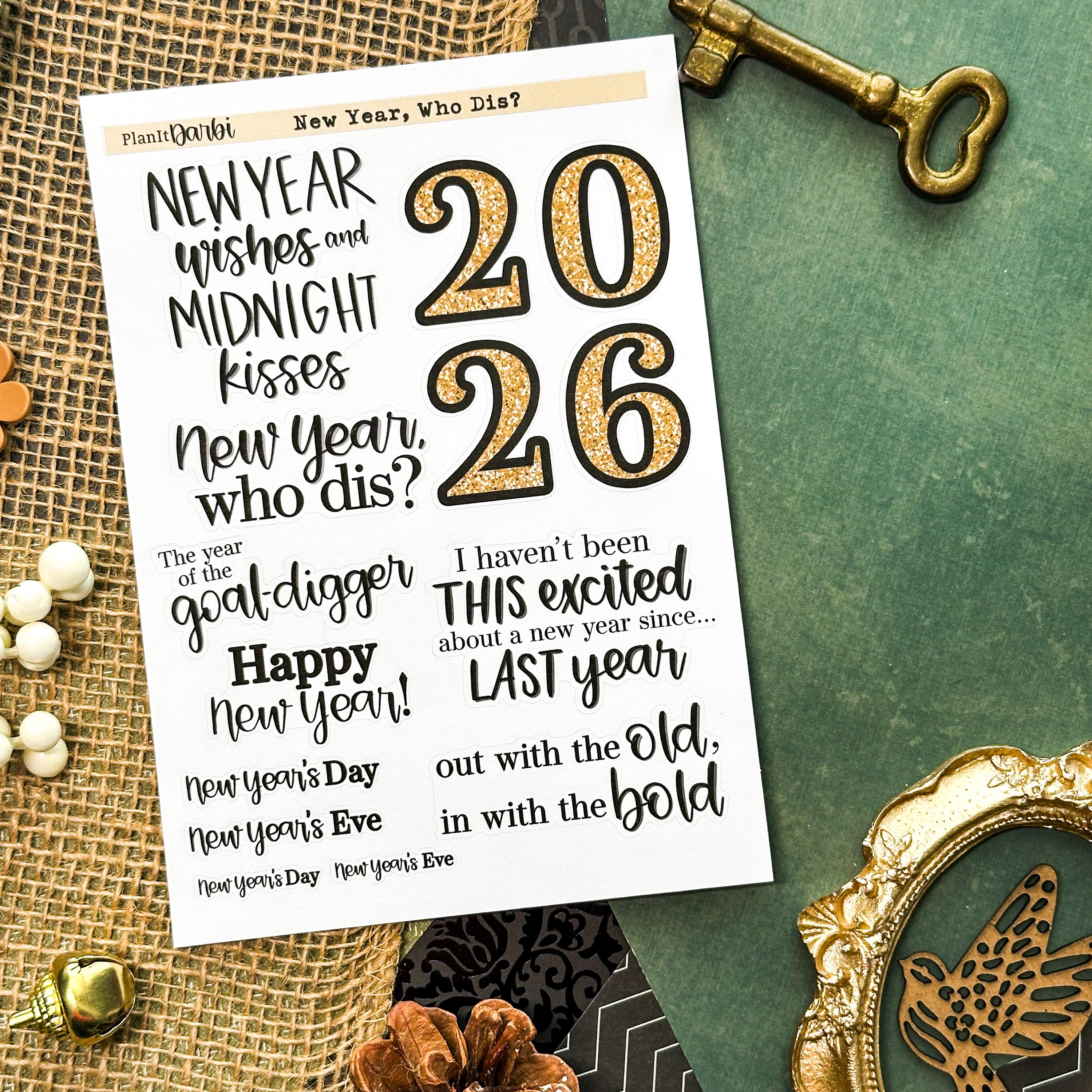 Printable Planner Stickers: New Year WONDER (set of 3) Green, Gold ...
