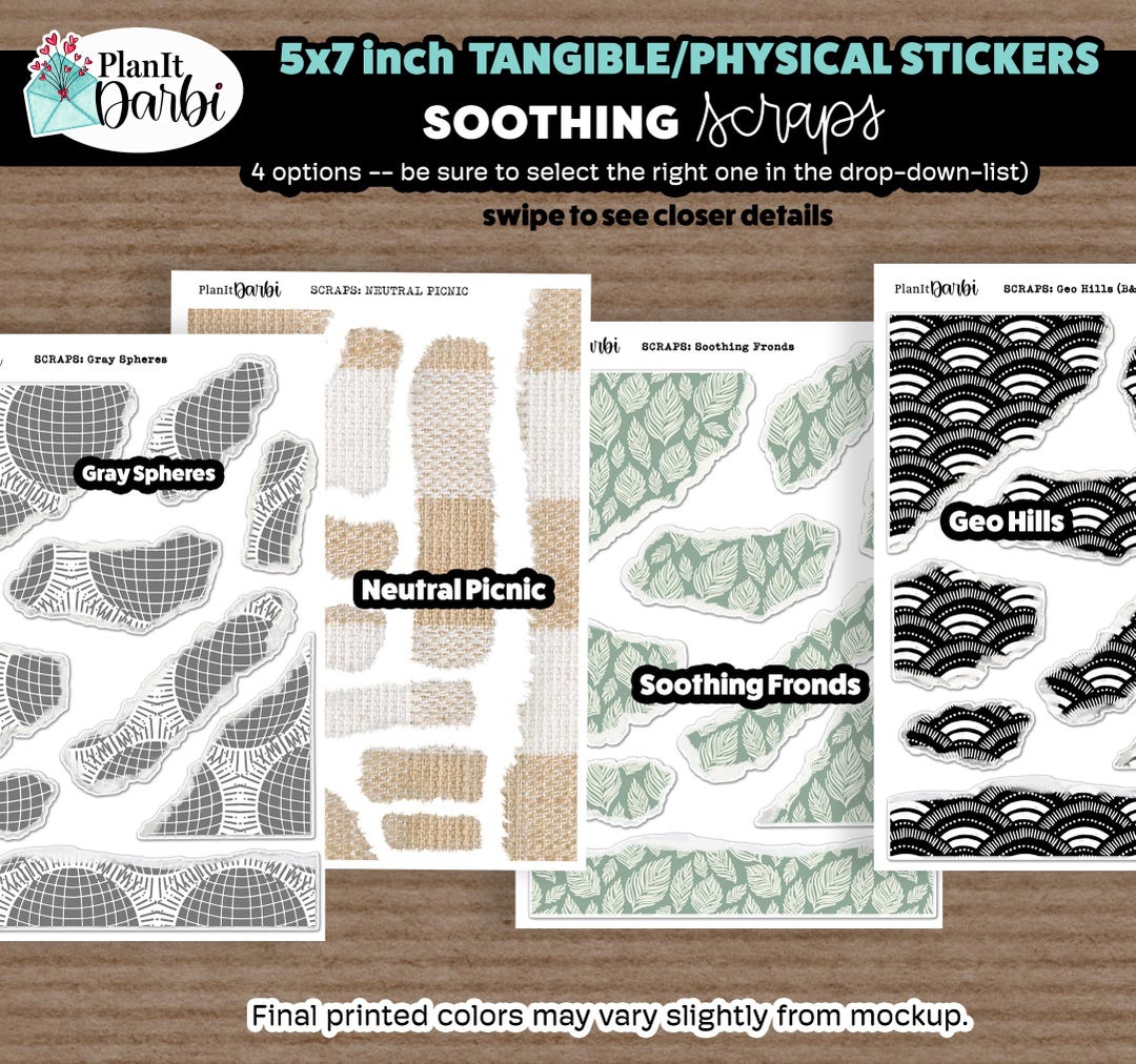 Tangible Planner Stickers: 4 Options - SOOTHING SCRAPS- Neutral ...