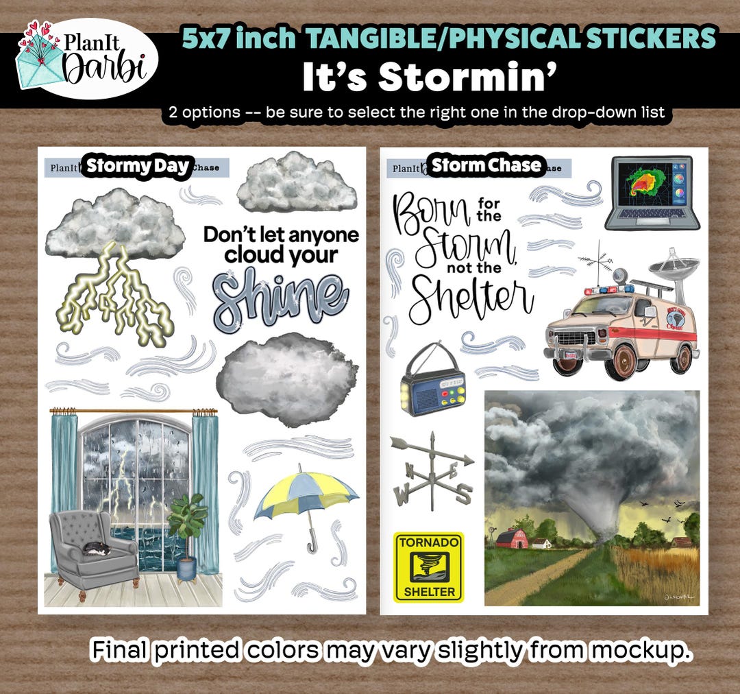 Tangible Planner Stickers: Nikki's STORM CHASING (2 Opt), Thunderstorm ...