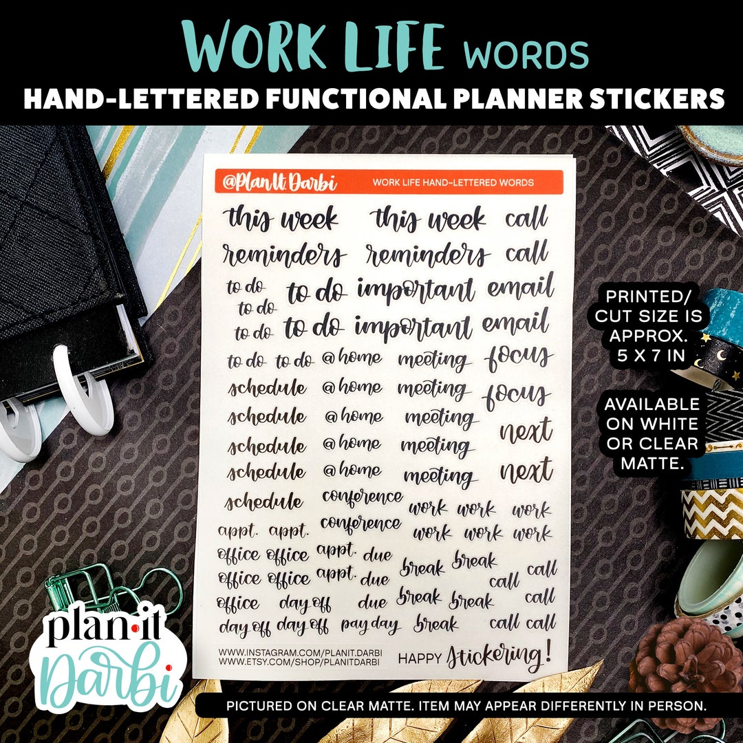 TANGIBLE: Work Life HAND-LETTERED Scripts, Script Stickers, Functional ...