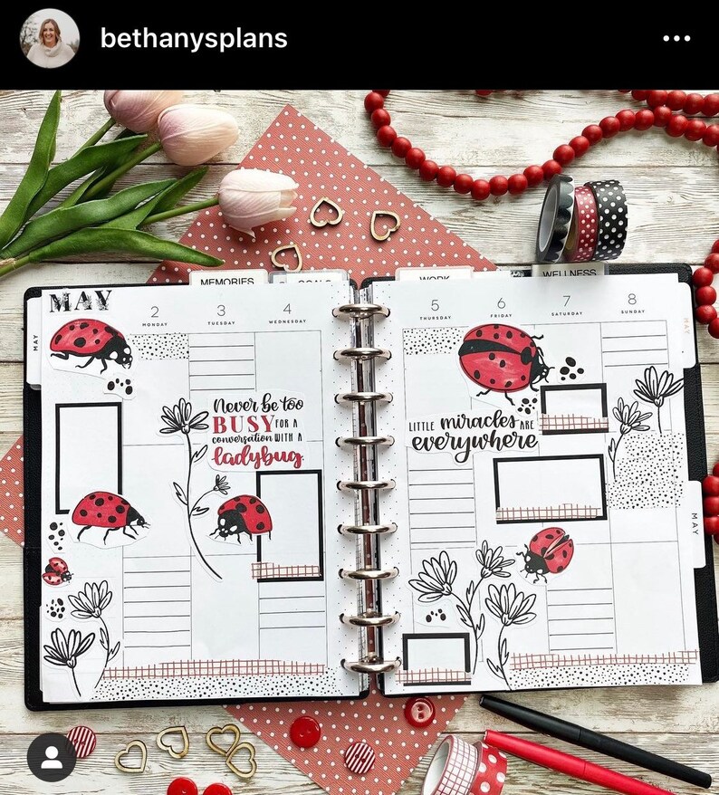 Printable: LADYBUGS Black and Red Dotted Cute Bugs Planner - Etsy