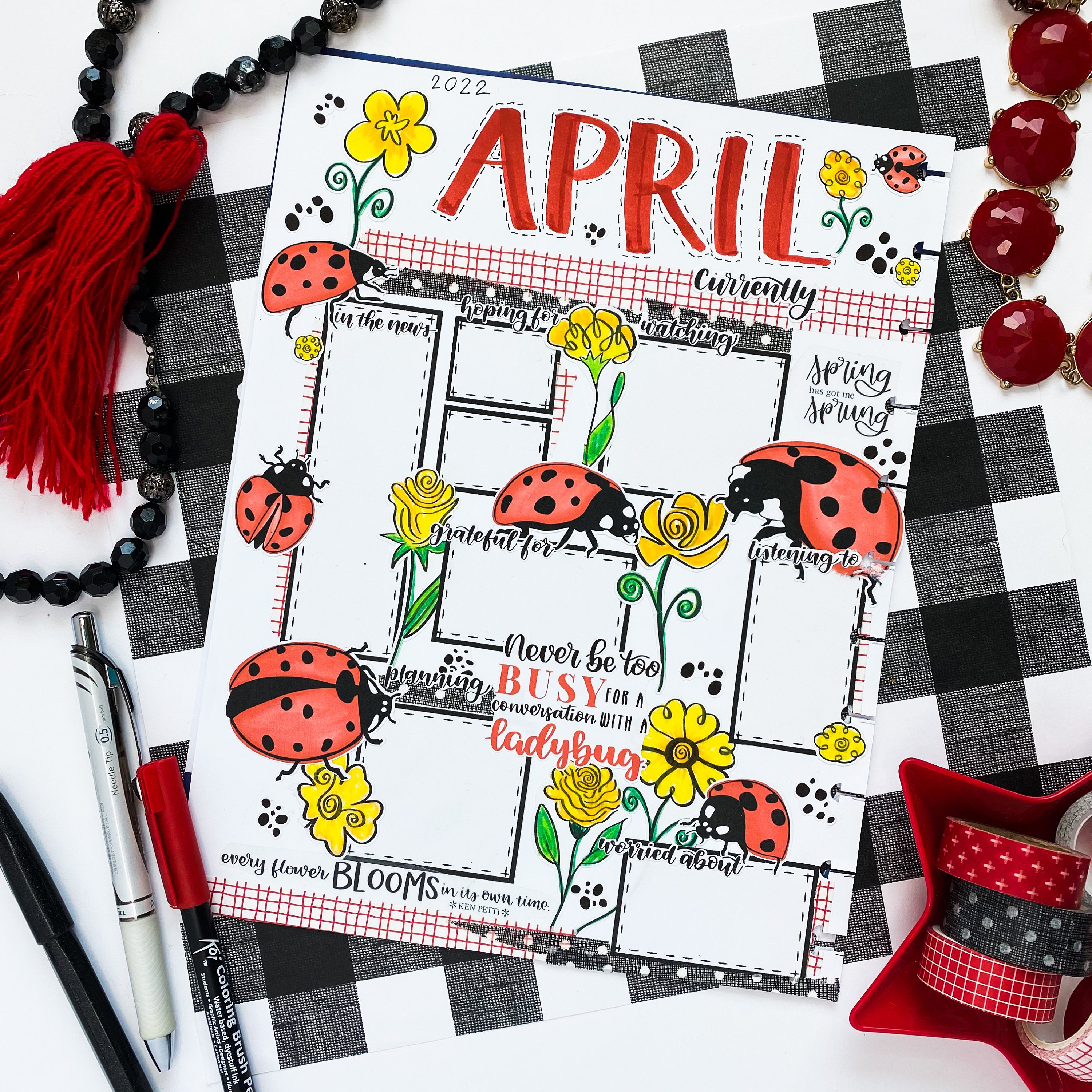 Printable: LADYBUGS Black and Red Dotted Cute Bugs Planner - Etsy