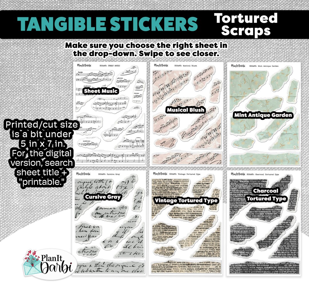 Tangible Planner Stickers: Scraps TORTURED Music, Typewriter, Poetry ...
