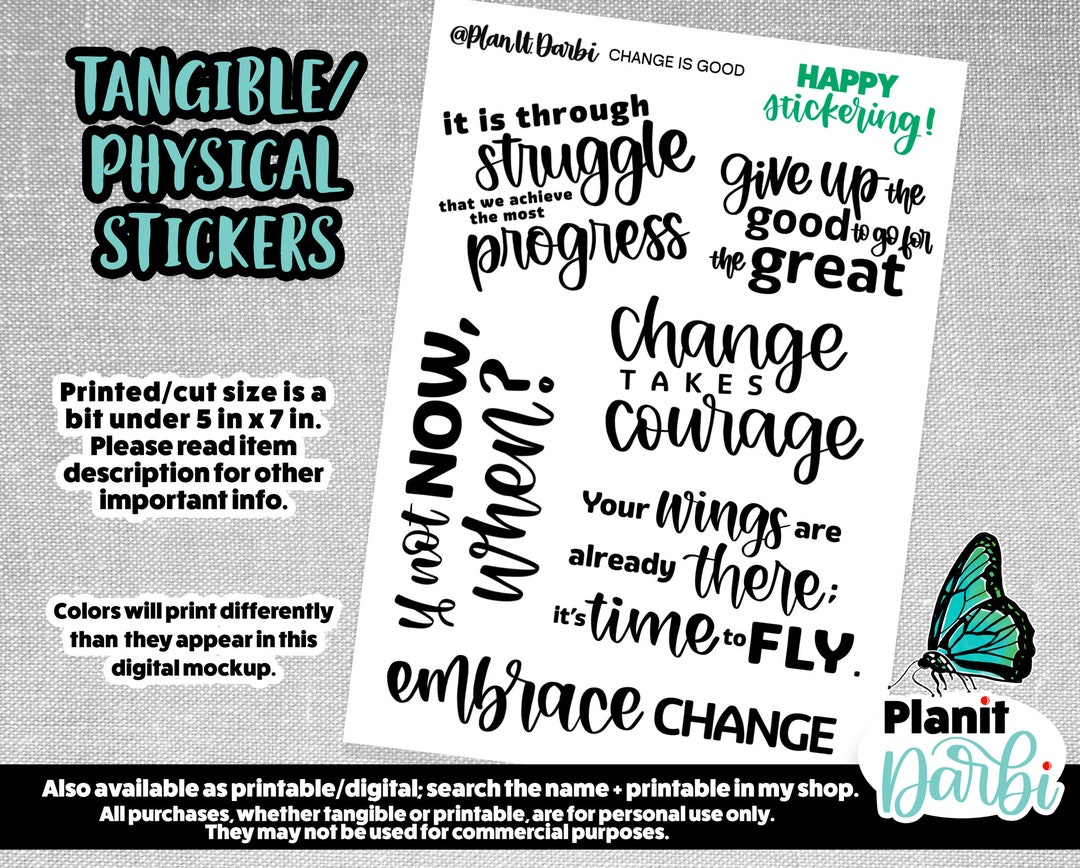 TANGIBLE: CHANGE is GOOD Inspirational Hand-lettered Quote Stickers for ...