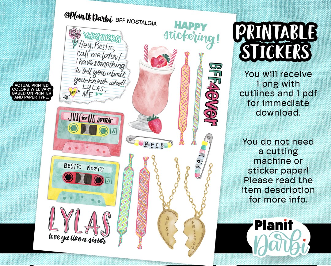 PRINTABLE: BFF Nostalgia Digital / Downloadable Stickers for Your ...