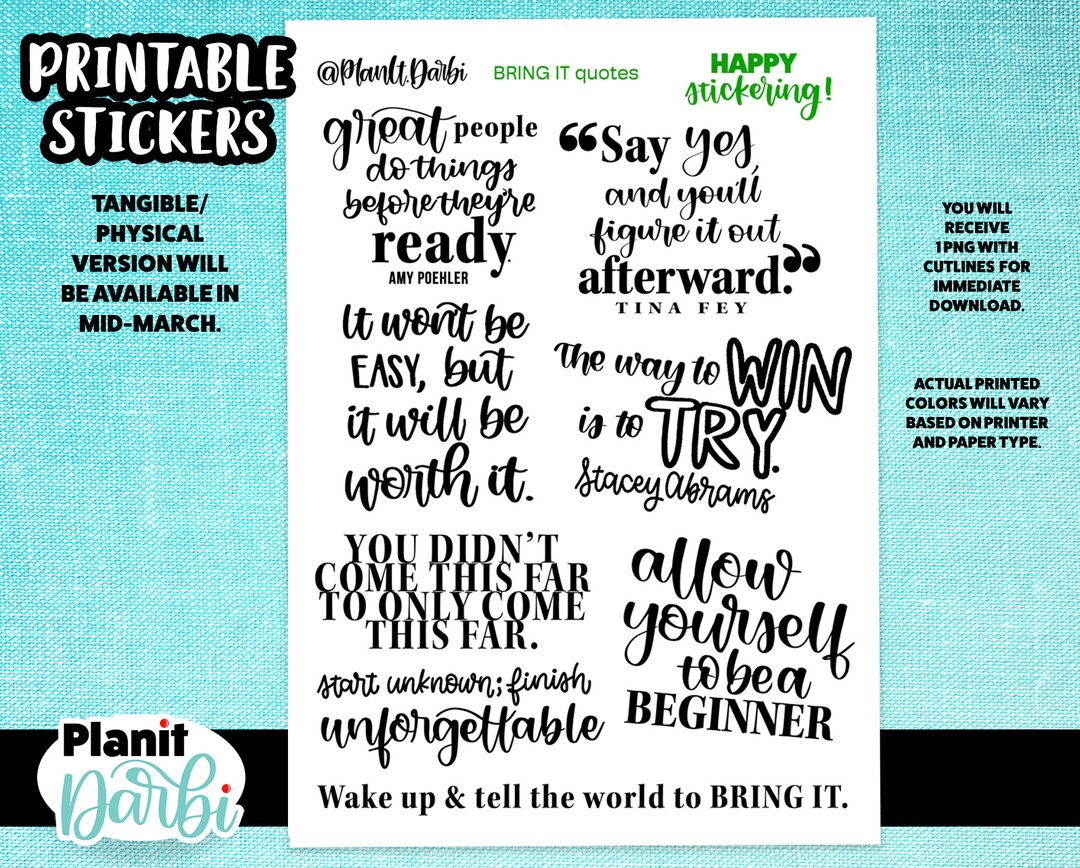 PRINTABLE: BRING IT Quotes -- Inspiring Motivational Hand-lettered ...