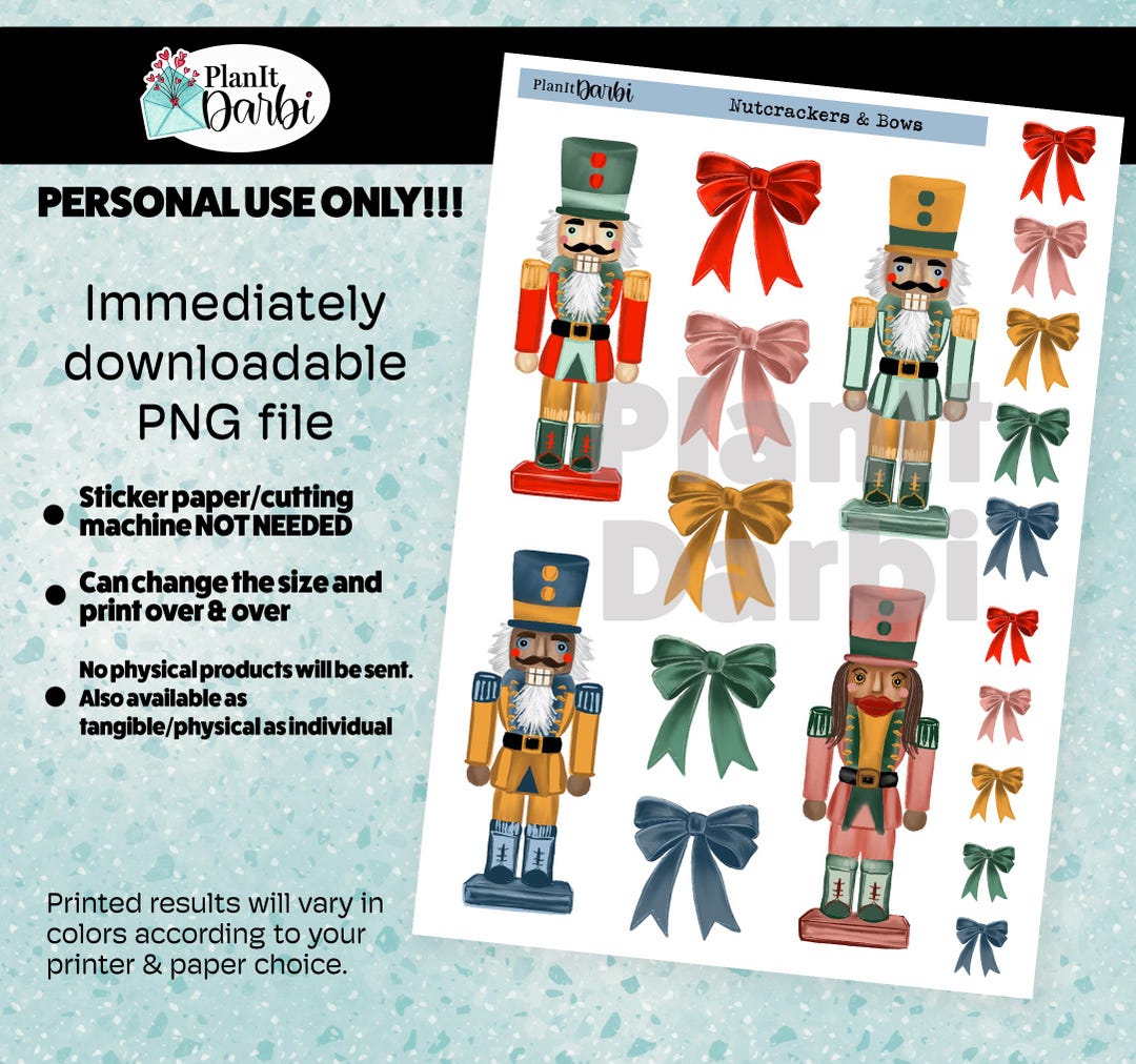Printable Planner Stickers: Nutcracker Stickers, Bows, Xmas Bows, Xmas ...