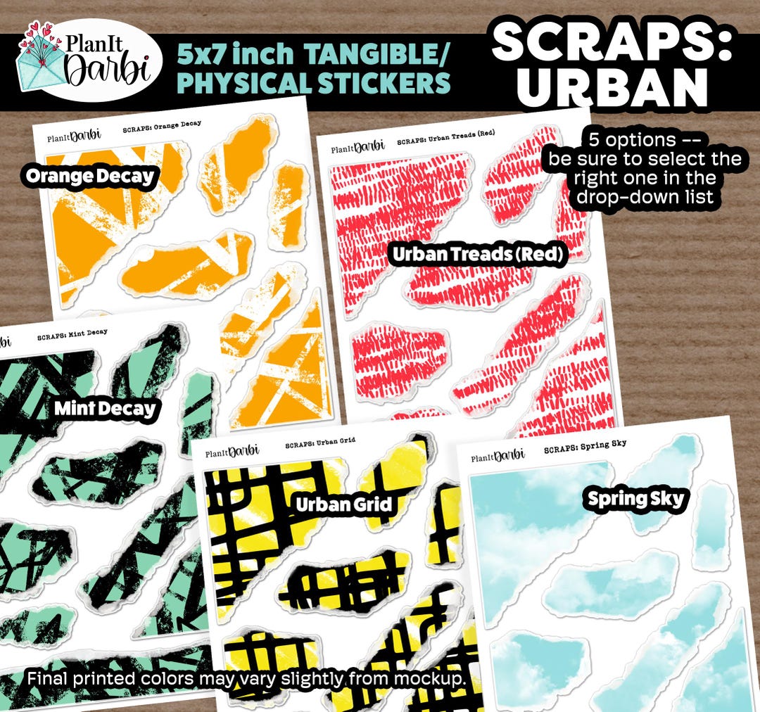 Tangible Planner Stickers: SCRAPS City Walls, Blue Sky, Urban Textures ...
