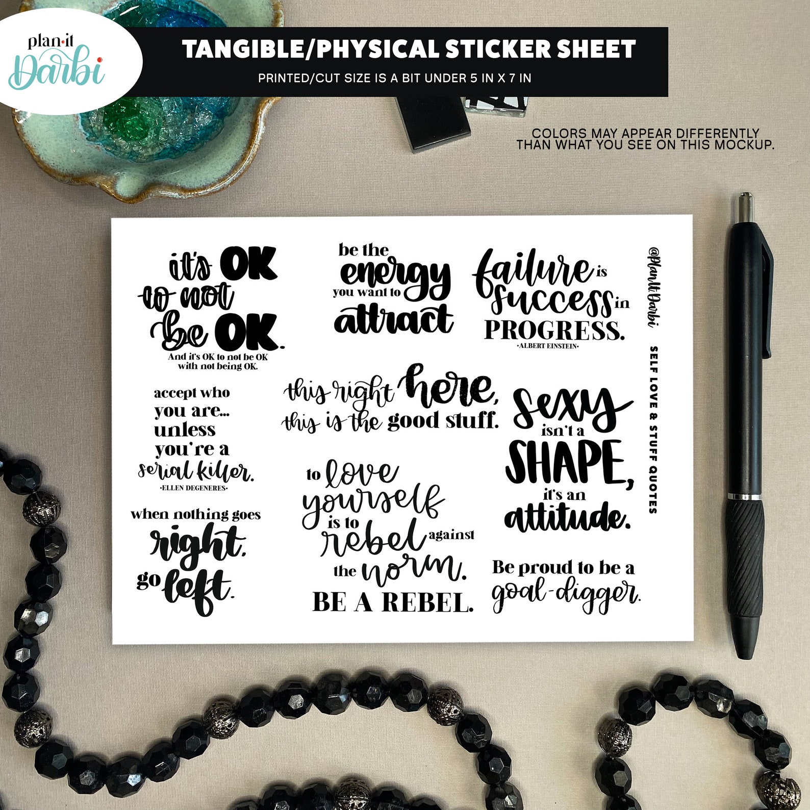 Tangible: SELF LOVE & STUFF Body Positivity Lettered Black Quote ...