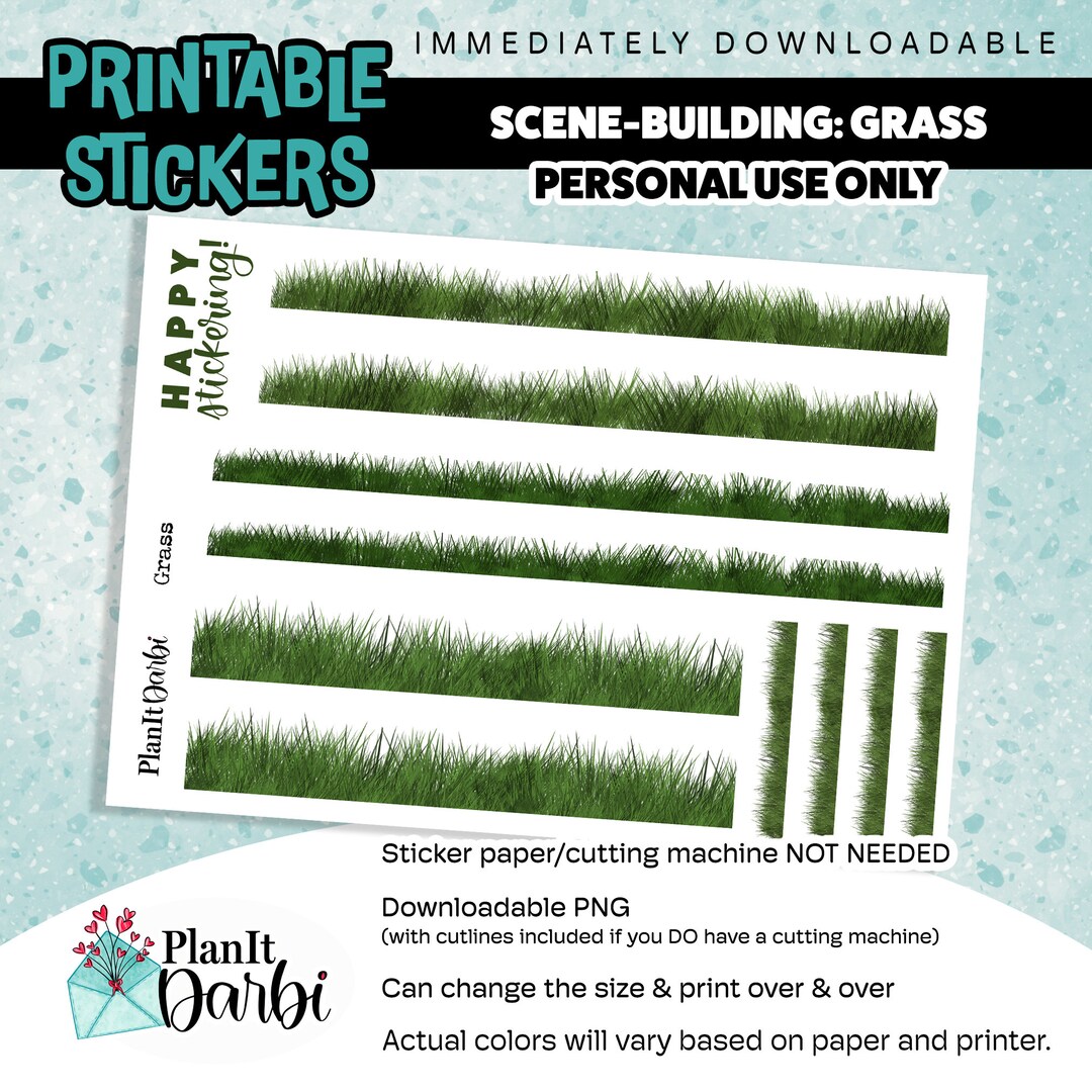 Printable Planner Stickers: Reusable Scene-building GRASS, Spring ...