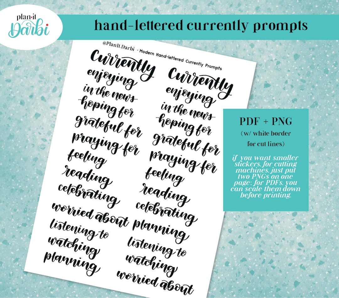 Printable: CURRENTLY PAGE, Hand-lettered Prompt, Digital Planner ...