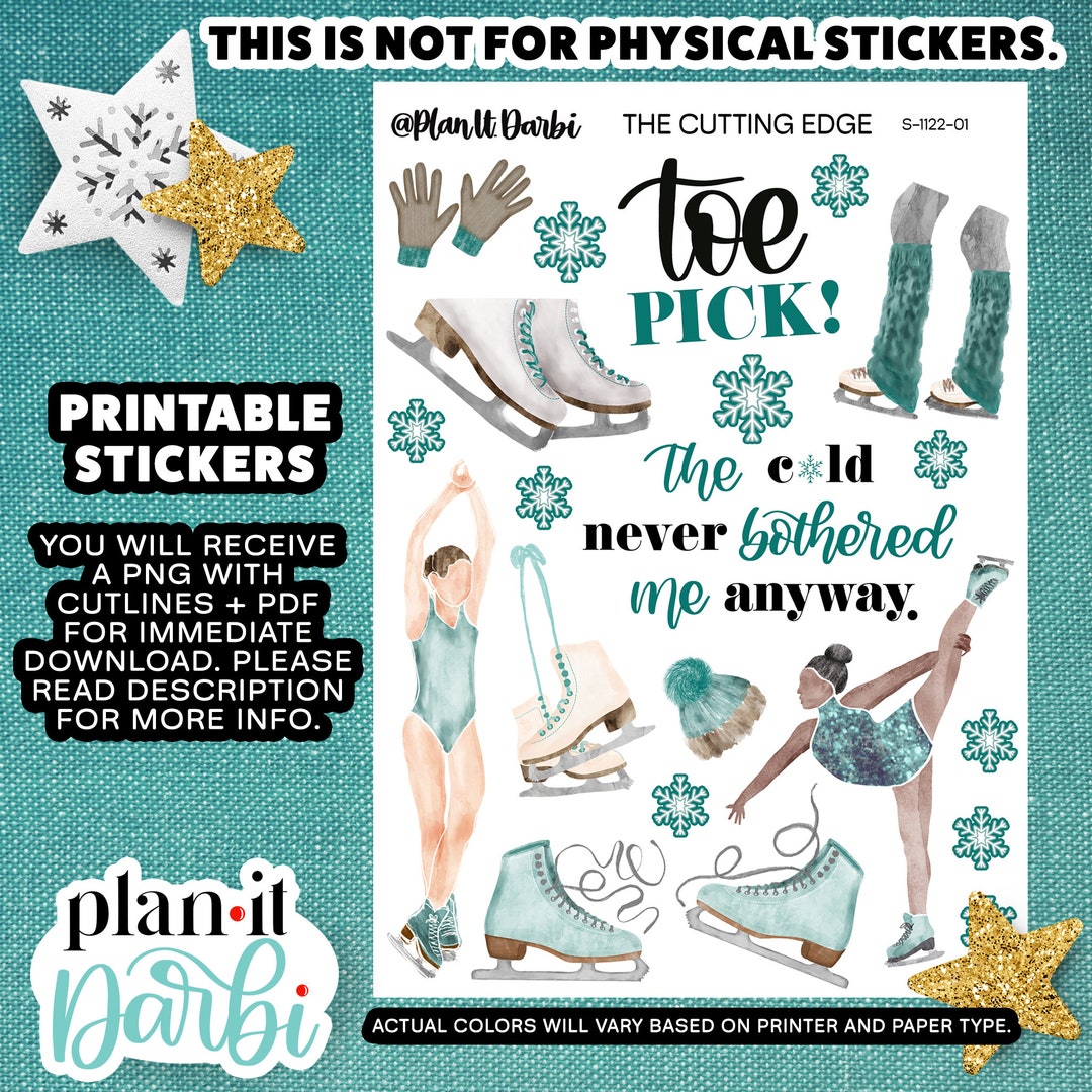 PRINTABLE Planner Stickers: ICE SKATING Cutting Edge, Winter Planner ...