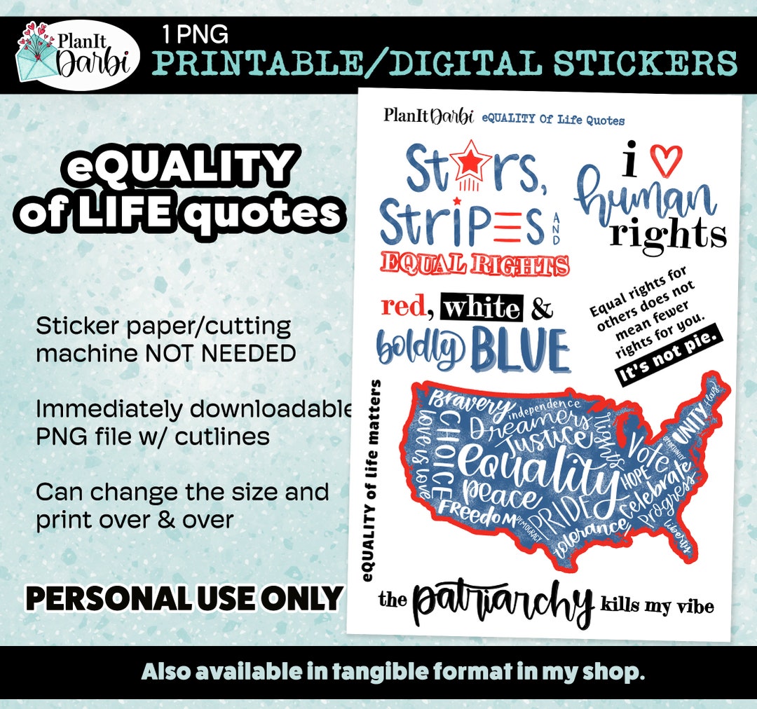 PRINTABLE Planner STICKERS: New 4th of July Quote Stickers, Equality ...