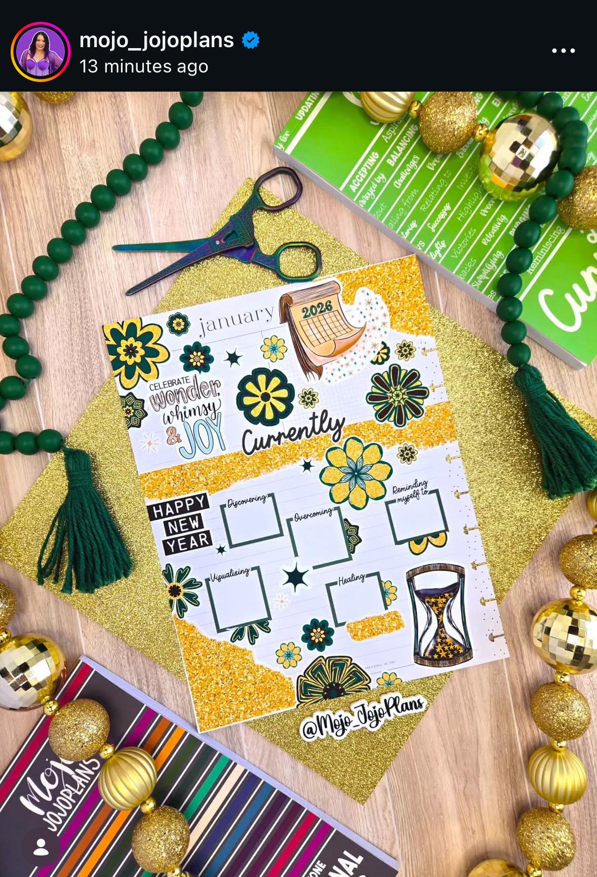 Printable Planner Stickers: New Year WONDER (set of 3) Green, Gold ...