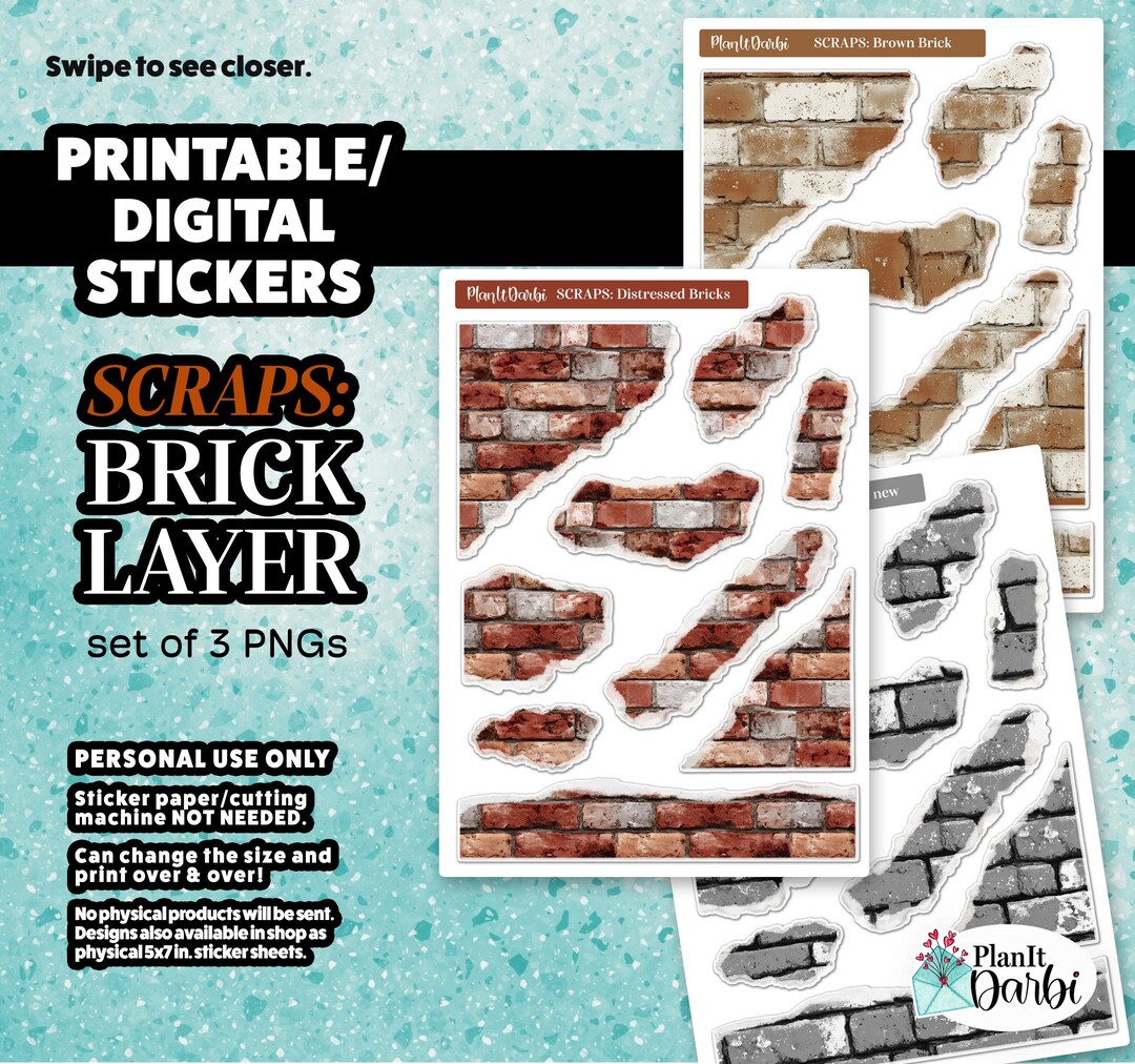 Printable Stickers The: SCRAPS - Brick Layers, Maroon, Gray Brick ...