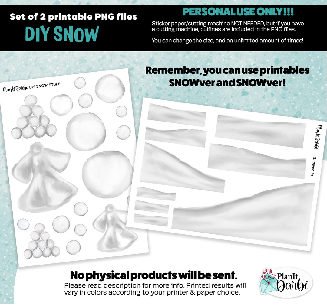 Printable Planner Stickers: DIY SNOW Stickers set of 2, Winter Scene ...