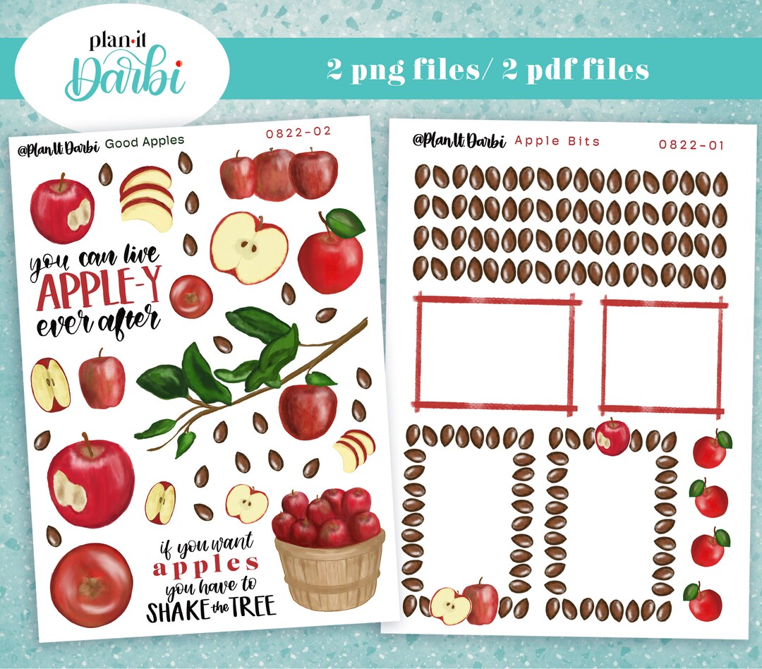 Printable: APPLE THEMED Decorative Planning Stickers & Boxes (2 Styles ...