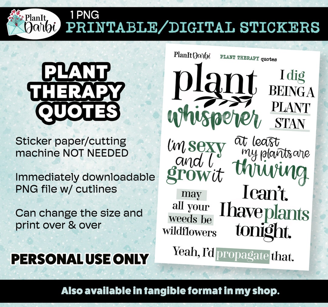 Printable Planner Stickers: PLANT THERAPY Quotes-botany Stickers, Green ...