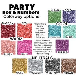 Printable Planner Box Stickers: PARTY BOXES (bundle of 5) Cool Toned ...