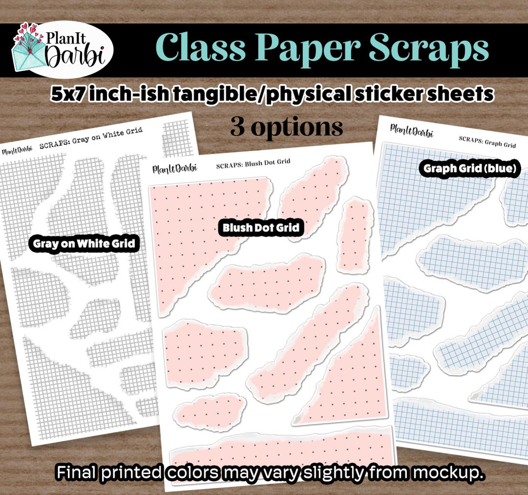 Tangible Planner Stickers: SCRAPS Class Paper Scraps for Students ...